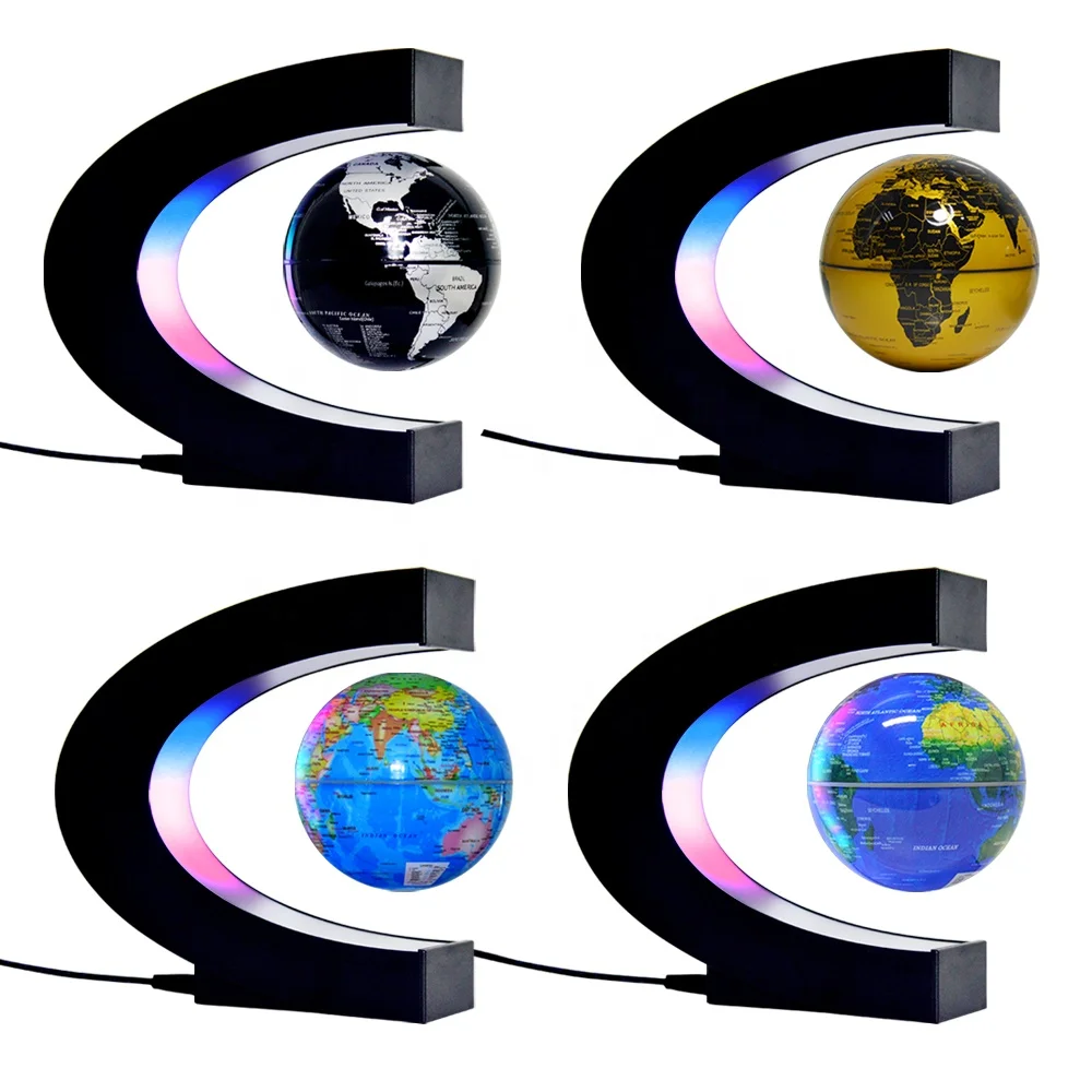 C Shape Magnetic Levitating Globe with Colorful LED Lighting, OEM Available