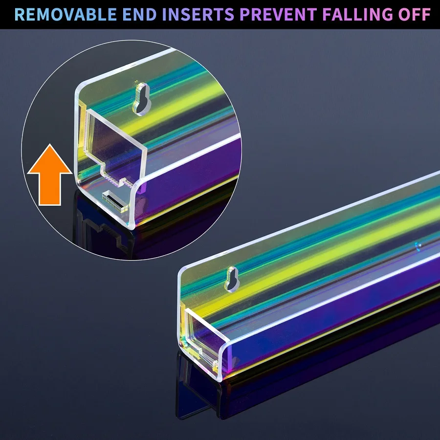 Neon Rainbow Iridescent Acrylic Floating Shelves