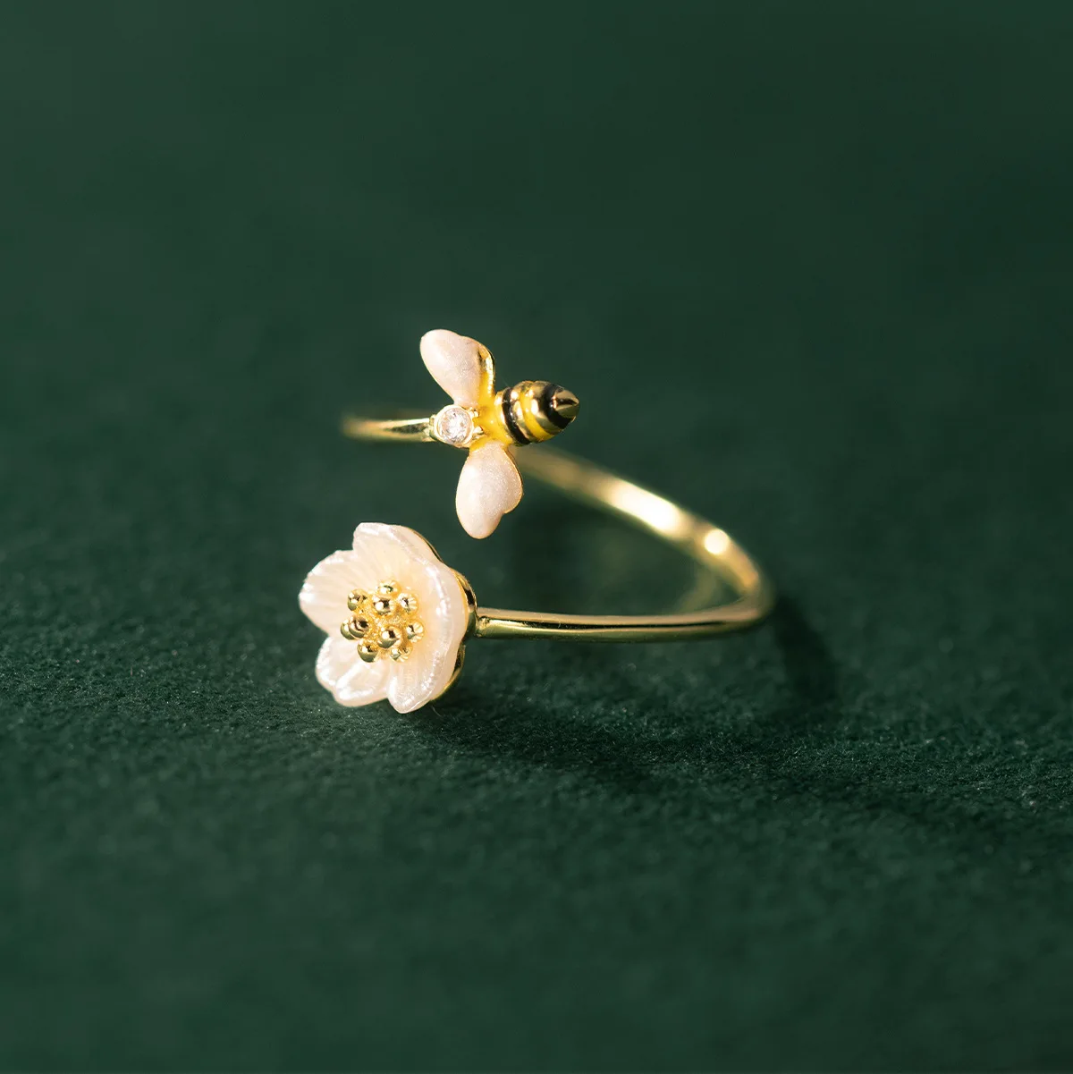 Classic Cute Design 925 Sterling Silver Bee Flower Finger Ring S925 Women R00079| Alibaba.com