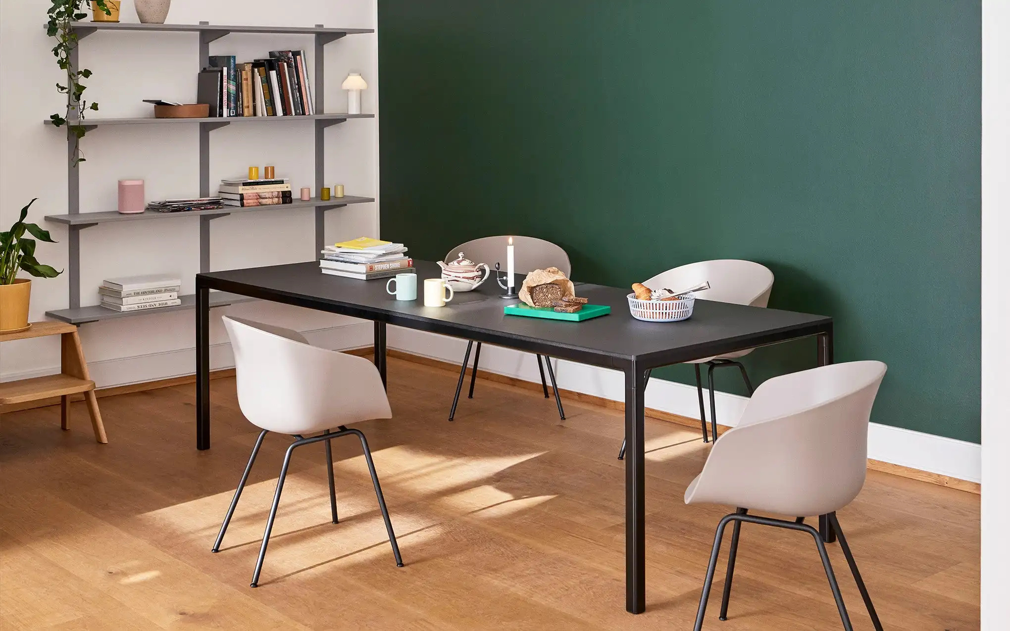 Simple Modern Office Meeting Table Study Desk Wood Grain With Metal Leg ...