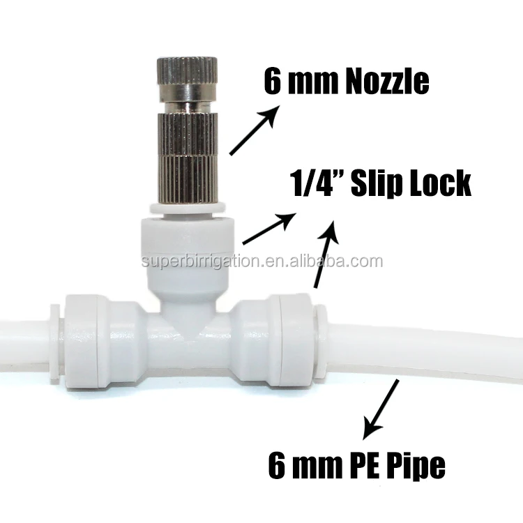 Plastic Tee Connector Mist Nozzle Pipe Tee Tube Connector Quick Connect ...