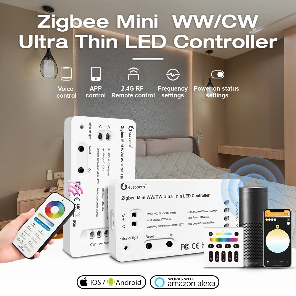 Gl-c-006p (mini) Gledopto Warm To Cool White Tunable Zigbee Led Strip ...