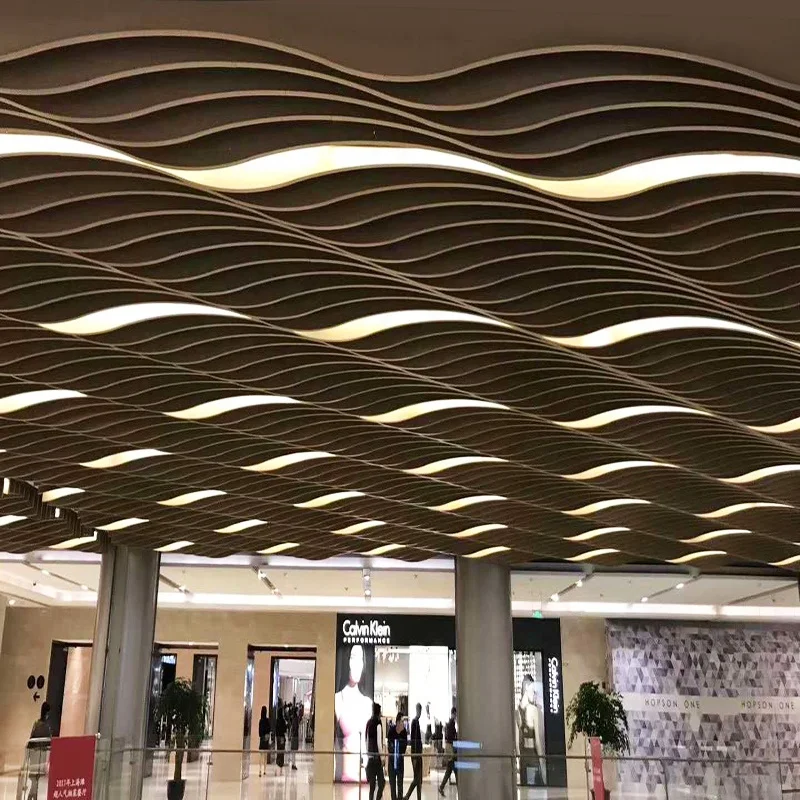 Metal Ceiling Suspended Decorative Curved Wave Aluminum Extruded Baffle ...