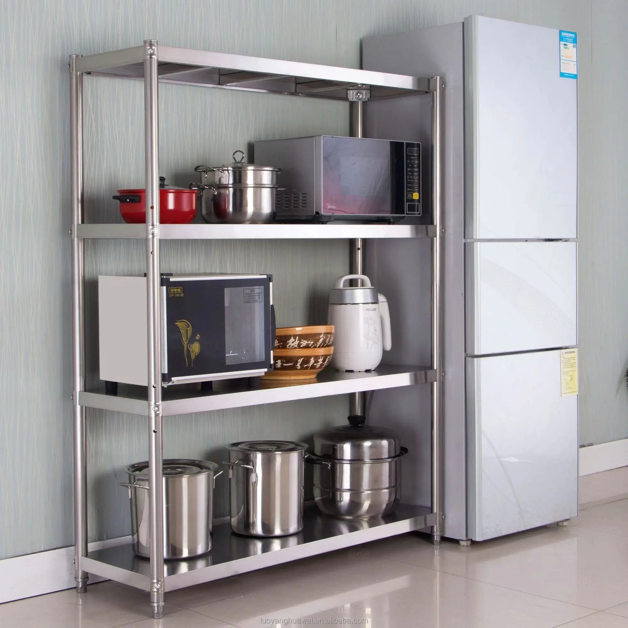 5 Layers Shelves Kitchen Display Stainless Steel Storage Rack 5 Tier ...