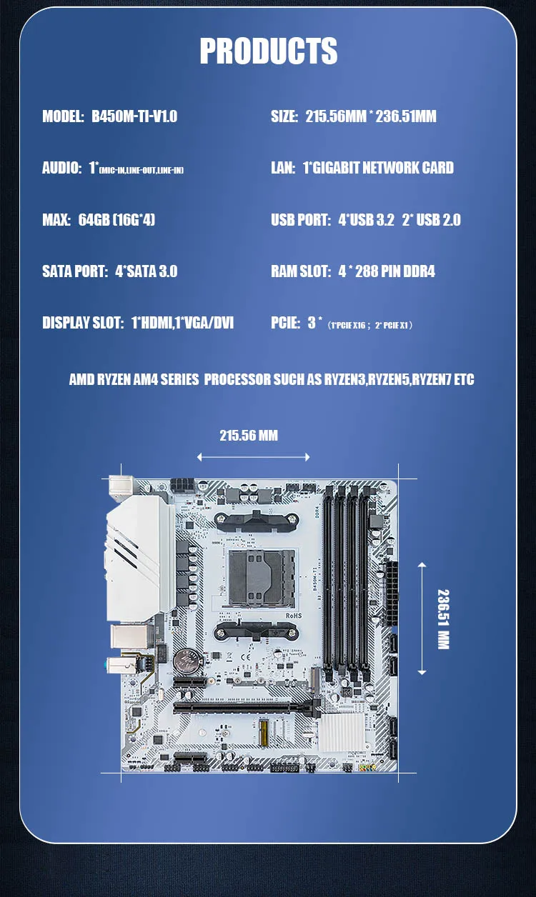 B450 Chipset Placa Mae Pc Desktop Mainboard Am4 Gaming Mother Board ...