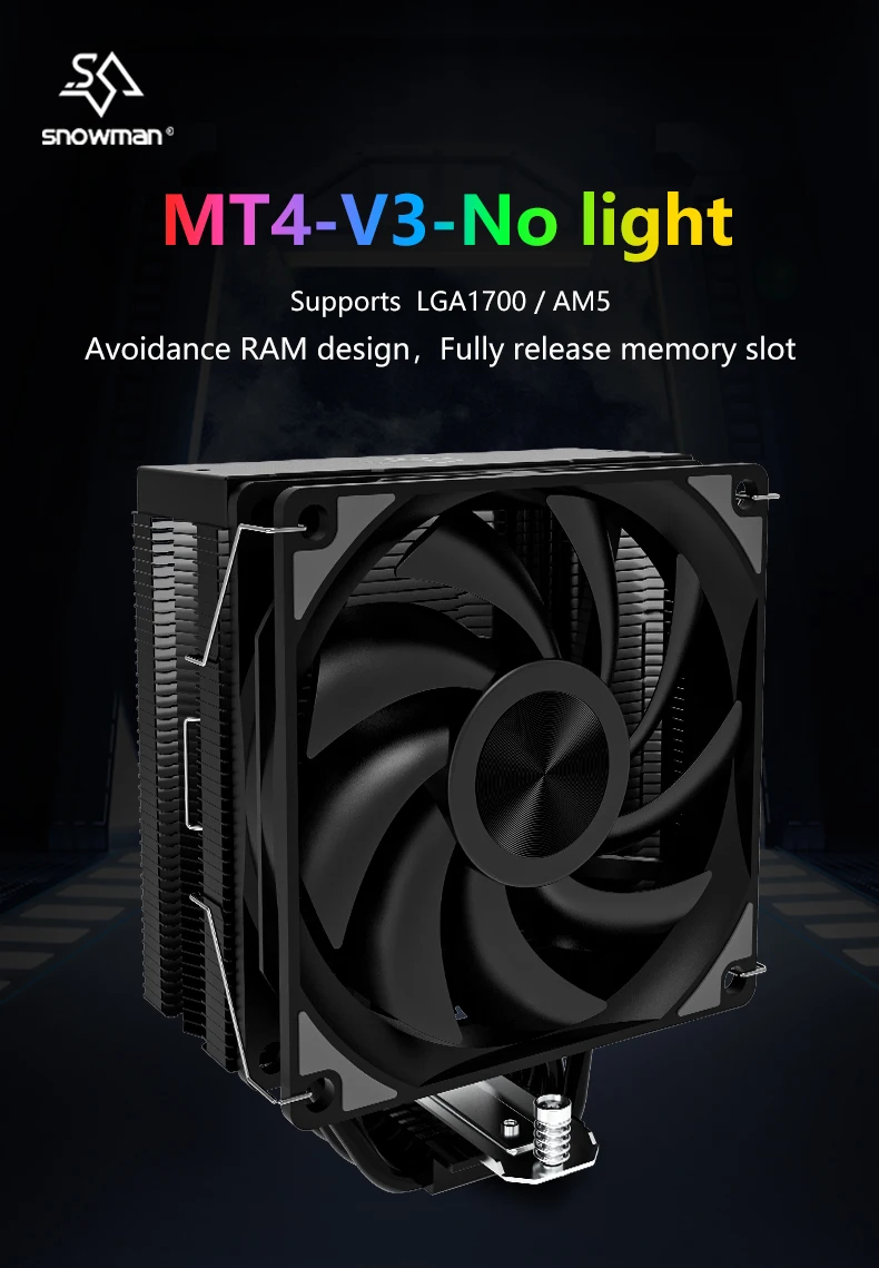 Snowman Mt4 V3 Silent Cpu Cooler - 4-pin Thermal Control,No Rgb ...
