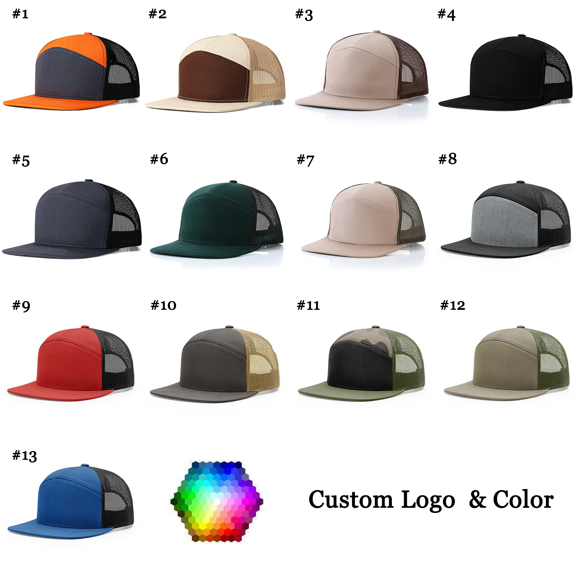 Richardson 958 7 Panel Trucker Hat Gorras Mens Sport Caps Mesh Blank ...