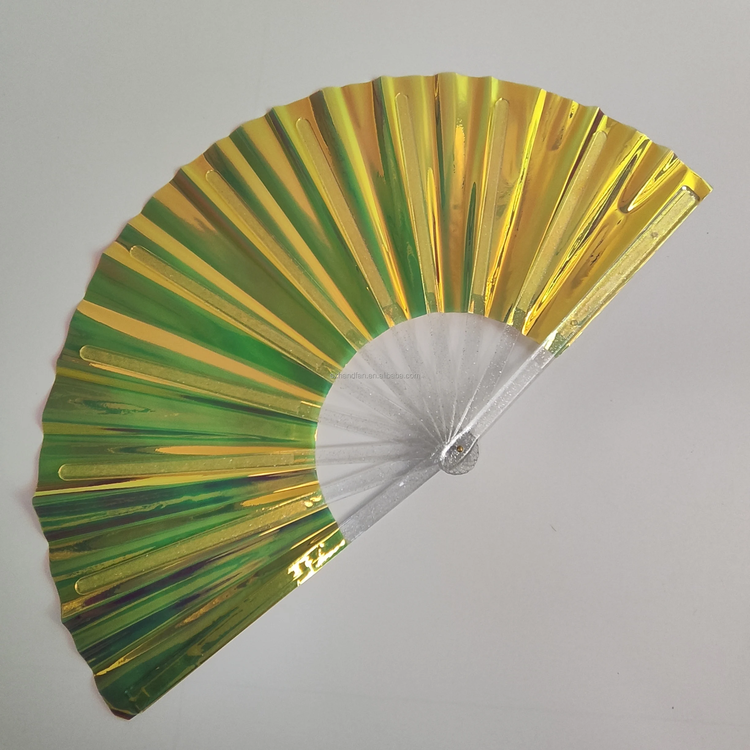 Laser Pvc Rave Glitter Reflective Big Size Folding Large Hand Fan For ...