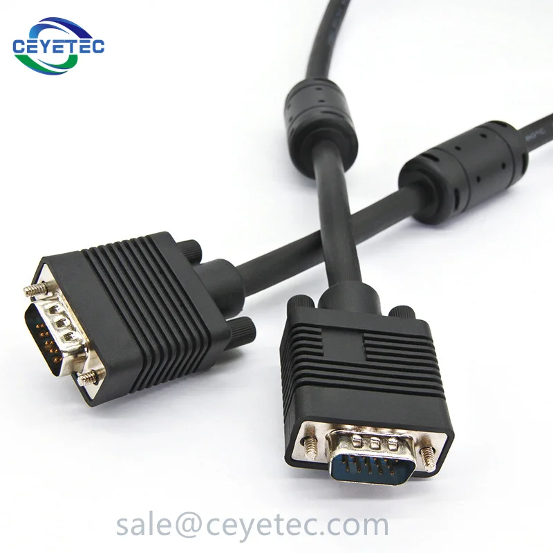 D-Sub Cable Male to Male DB15 to DB15 VGA 15 Pin Cable with Magnet Ring ...