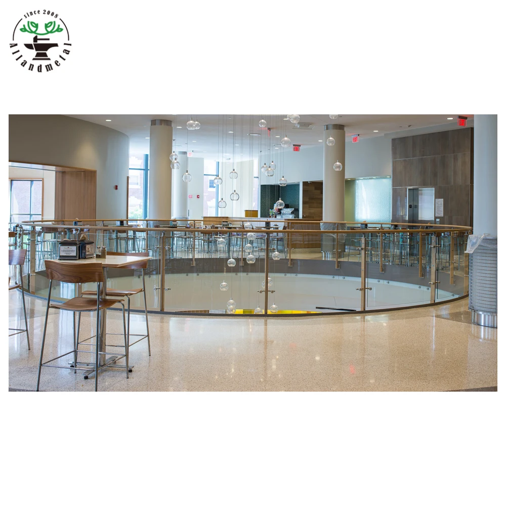 Shopping Mall Indoor Glass Railing With Stainless Steel Baluster Design ...