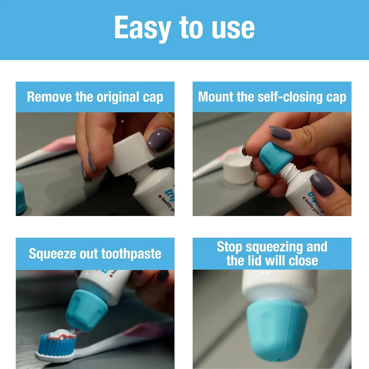 Self Closing Toothpaste Caps No Waste Dispensers for Adult and Kids ...
