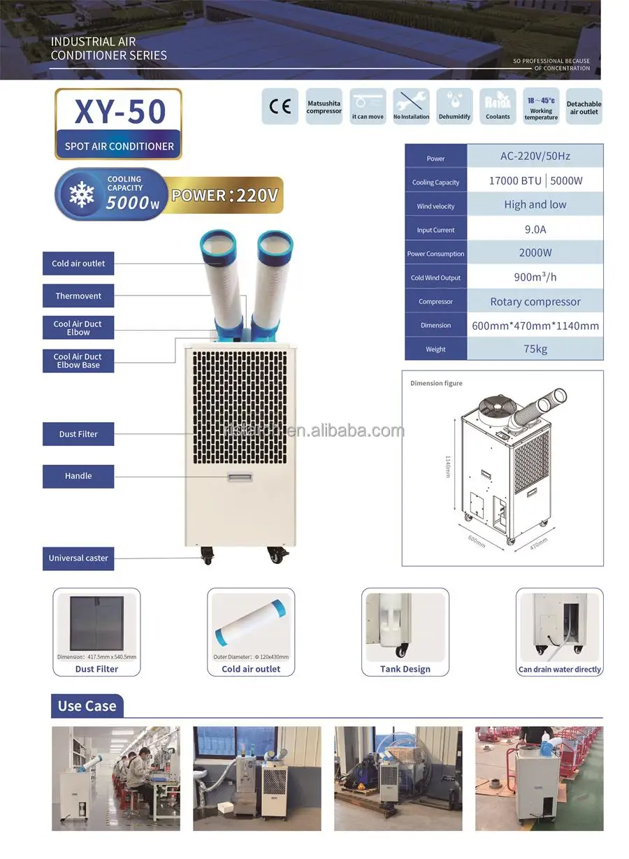 Mobile Industrial Air Conditioner - 14600btu Cooling Power