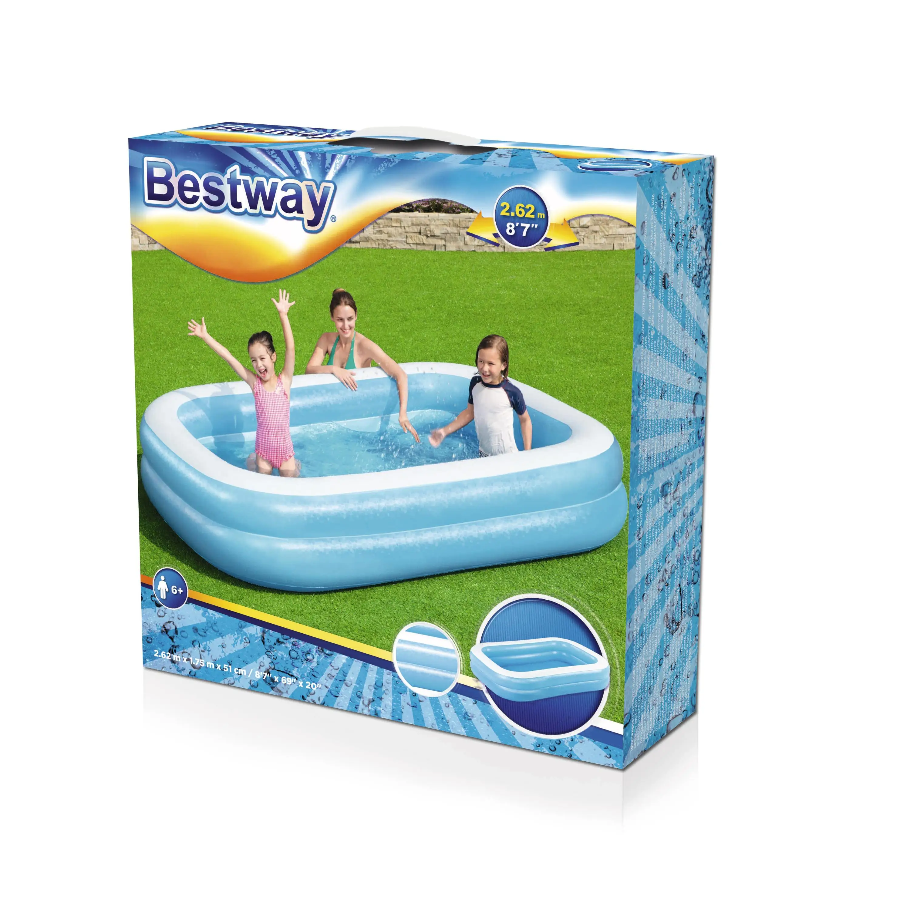 Bestway 54006 Kids Inflatable Family Lounge Pool Inflatable Rectangular ...