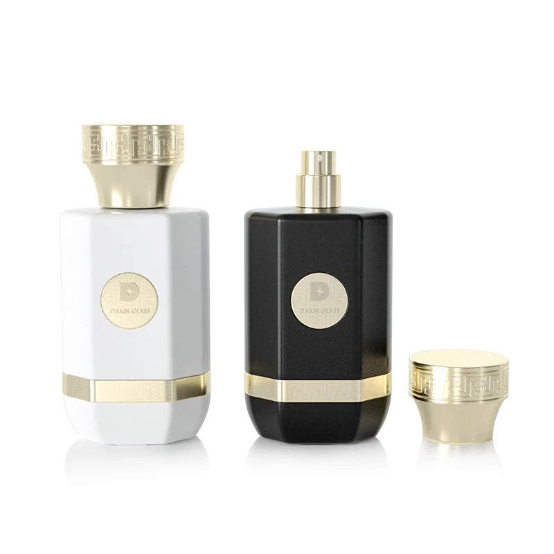 Wholesale 100ml Golden White Rectangle Perfume Bottles with Gold Cap ...