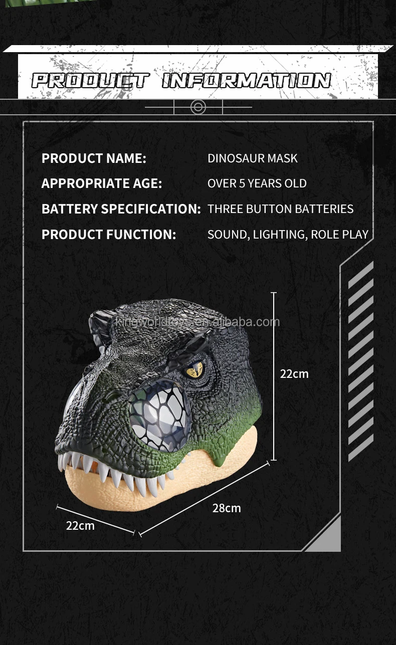 Dinosaur Mask Fun Sharp Teeth Cosplay Dinosaur Toy Mouth Open With Low ...