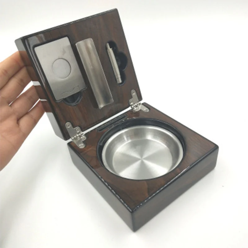 Foldable Personality Cigar Ashtray Large Metal 3in1 Solid Wood Cigars ...