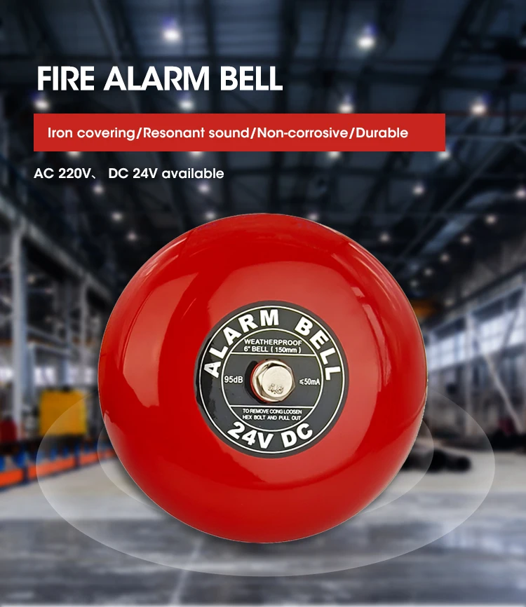 24V Fire Alarm Siren - 6 Inch Plastic Base Alarm Bell