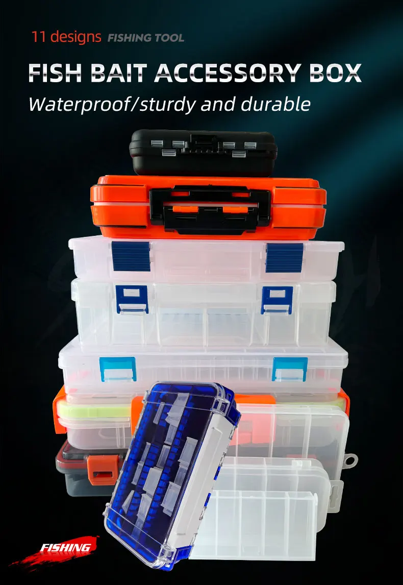 Double Sided Plastic Fishing Box Waterproof Fishing Lure Hook Equipment ...