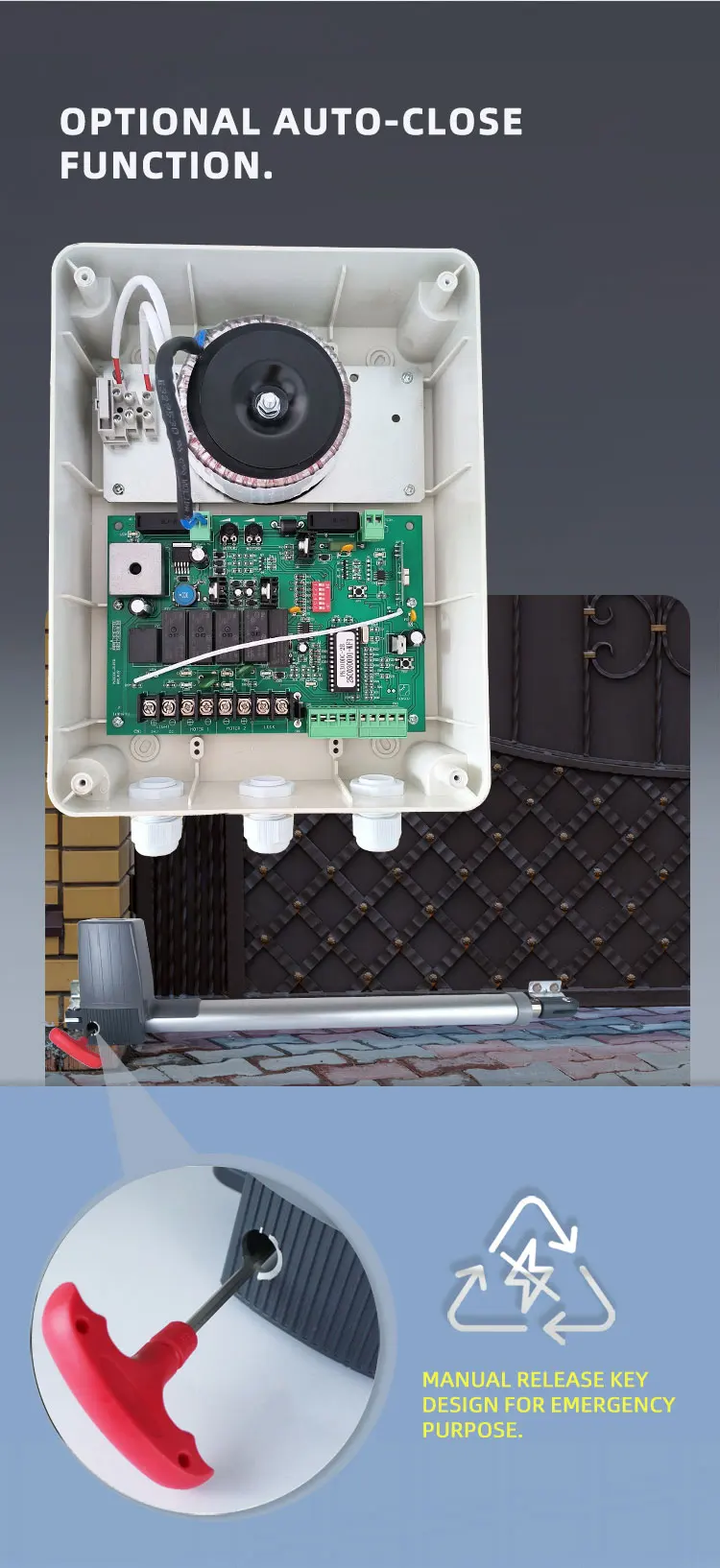 Turtech 300KG bluetooth Motorised Sliding Gates Opener SWG-A-300a-DC ...