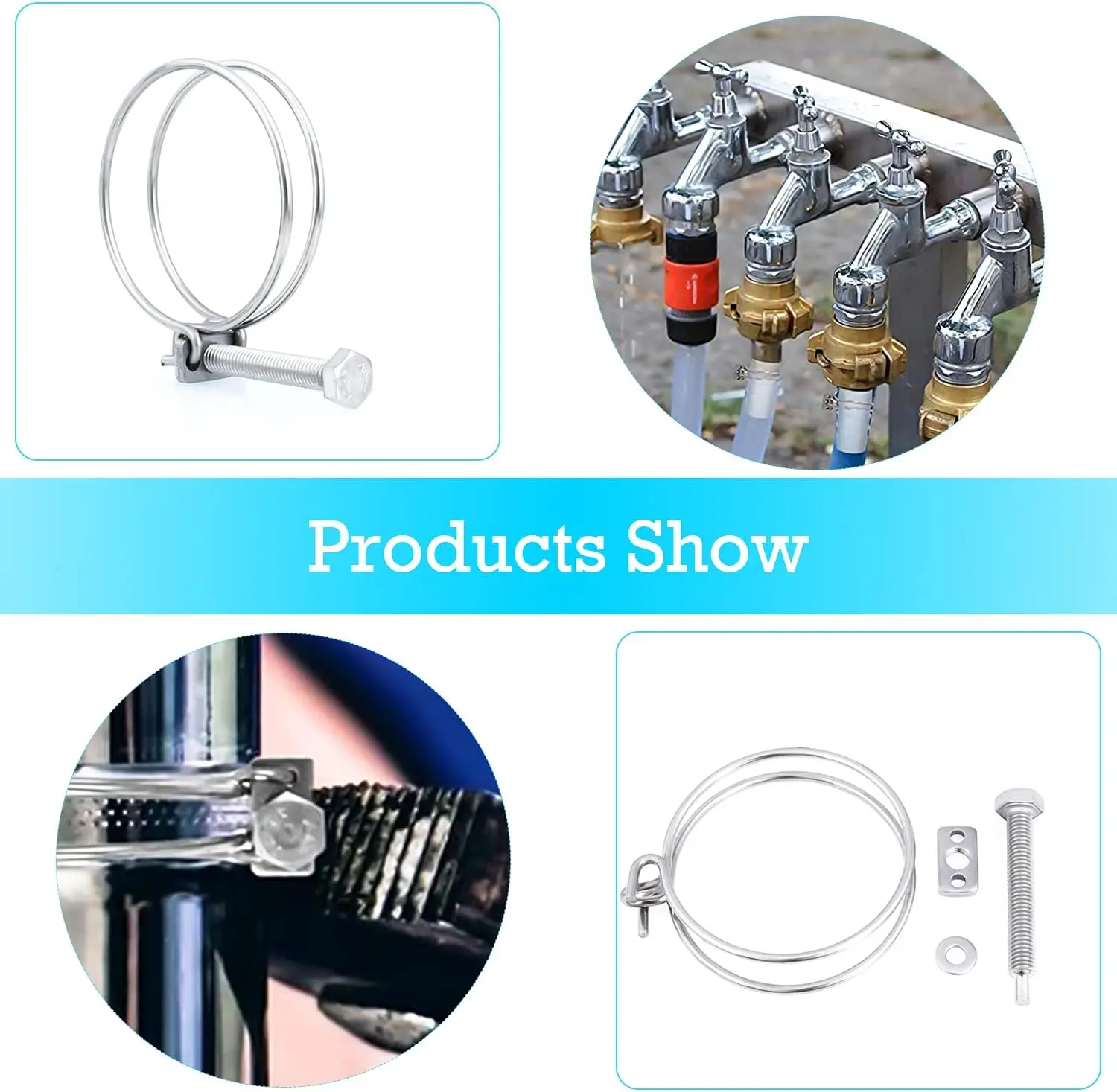 Stainless Steel Double Wire Spring Hose Clamp All Sizes Adjustable ...