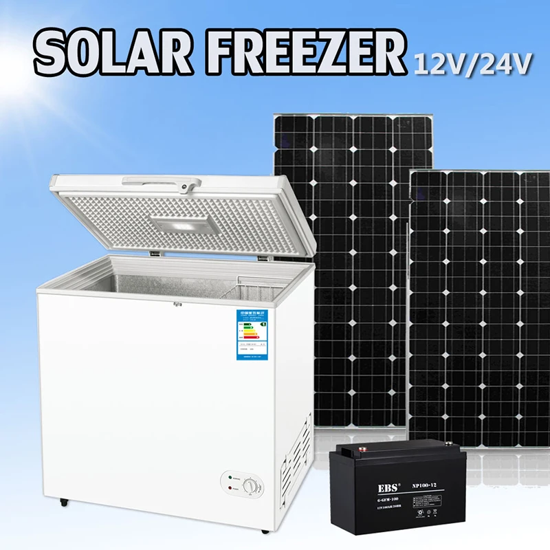 258L DC Solar Fridge Deep Freezer 12V 24V Horizontal Ice Cream Freezers ...
