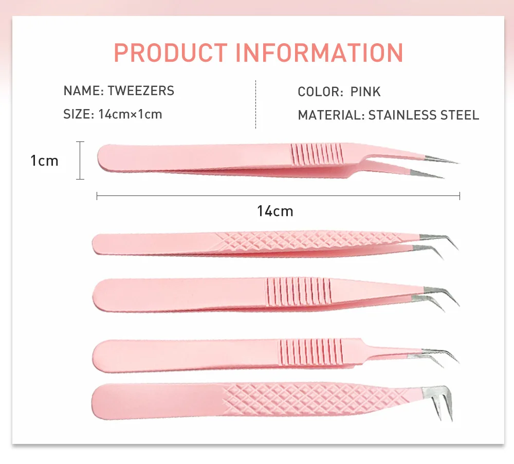 Fiber Tip Lash Tweezers Strong Hold Slim Thin Straight Volume Tweezers ...