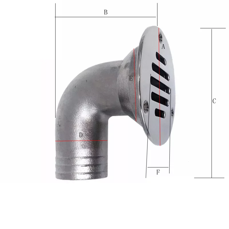 90 Degree Stainless Steel Marine Hardware Floor Deck Cockpit Drain ...
