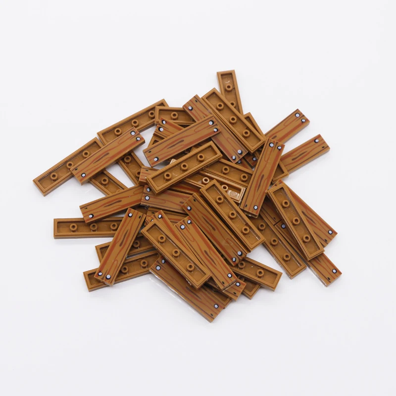 City Moc Brick Wood Grain Building Blocks Printed Tile 1x4 Pattern ...