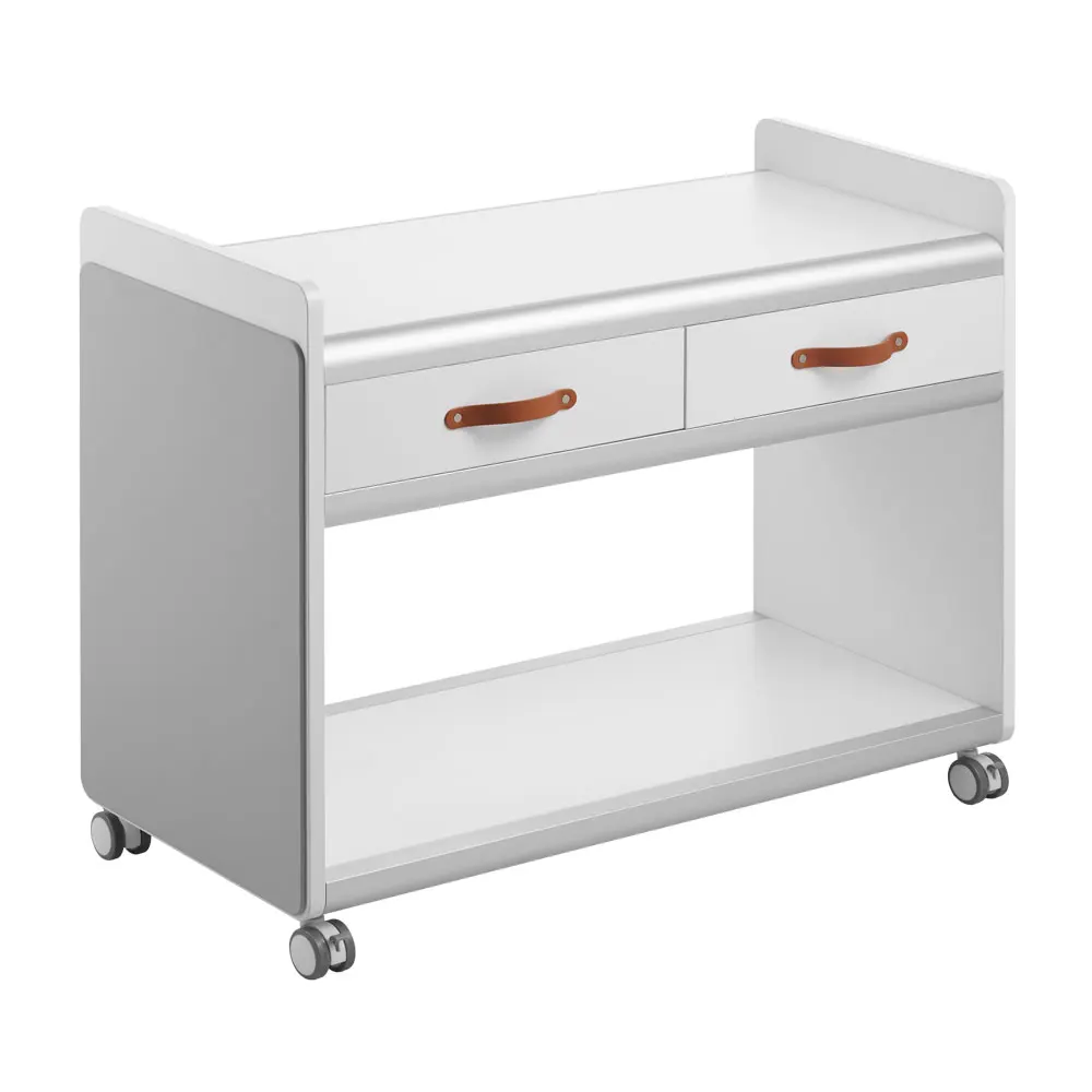 Office Mobile Storage Cart Metal White Utility Organization Cabinet ...