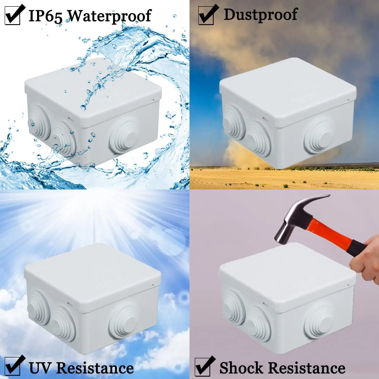 ABS Plastic Waterproof IP65 Junction Box Universal Electrical Project ...