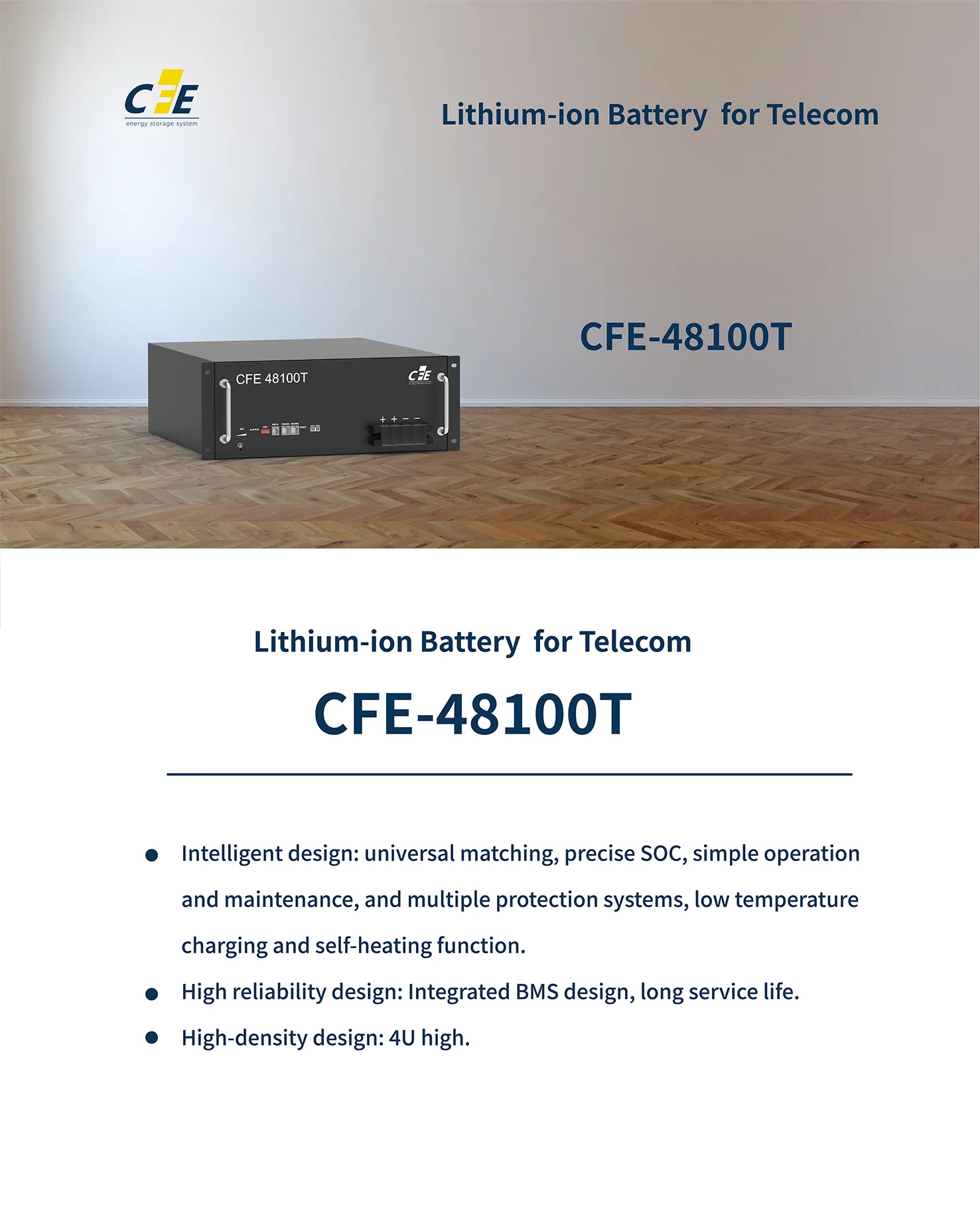 New Arrival Cfe-48100t Self-cooling 42v-57.6v Battery Wall Mount Power ...