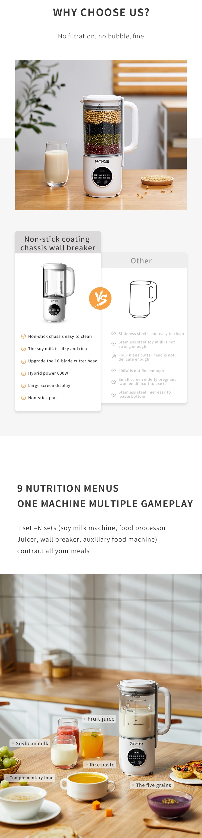 Factory Custom Mini Soy Milk Maker with Keep Warm Function 1000ml ...