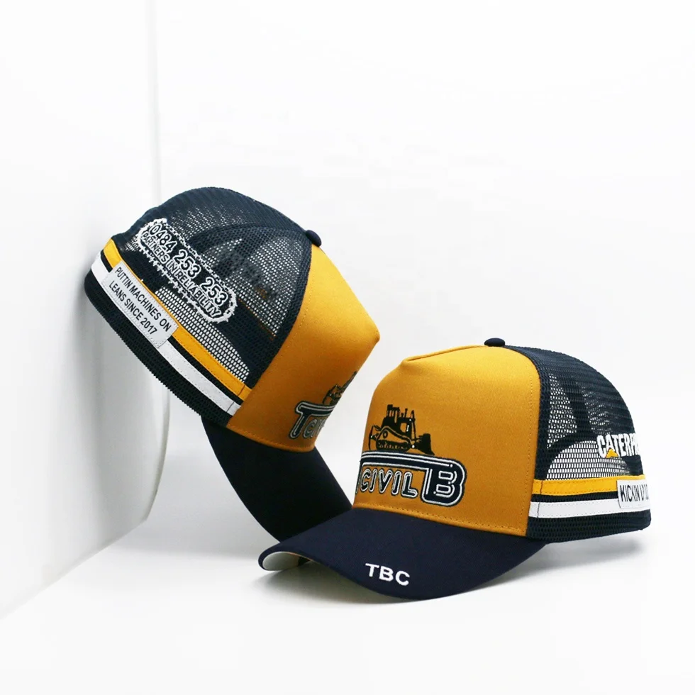 Customized Side Stripe Trucker Hats - High Profile Caps