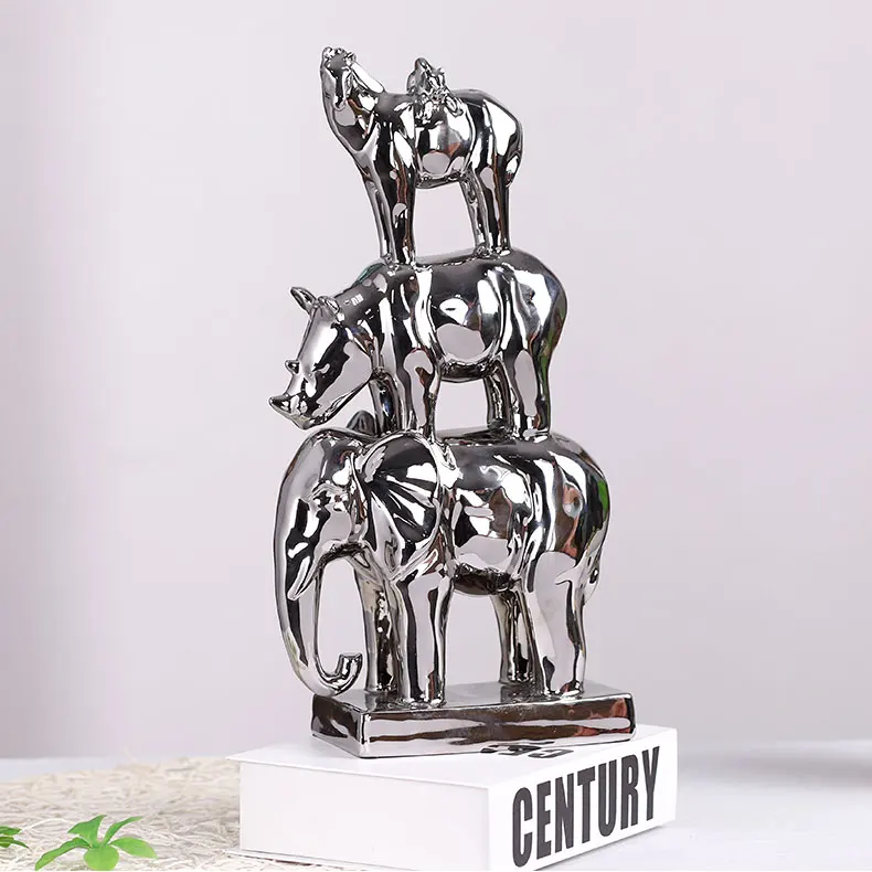 Redeco 2023 New Trend Modern Style Elephant Statue Silver Color Animal ...