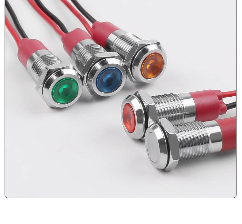 8mm Metal LED Indicator Lights Compatible With 3V 6V 12V 24V 110V 220V ...