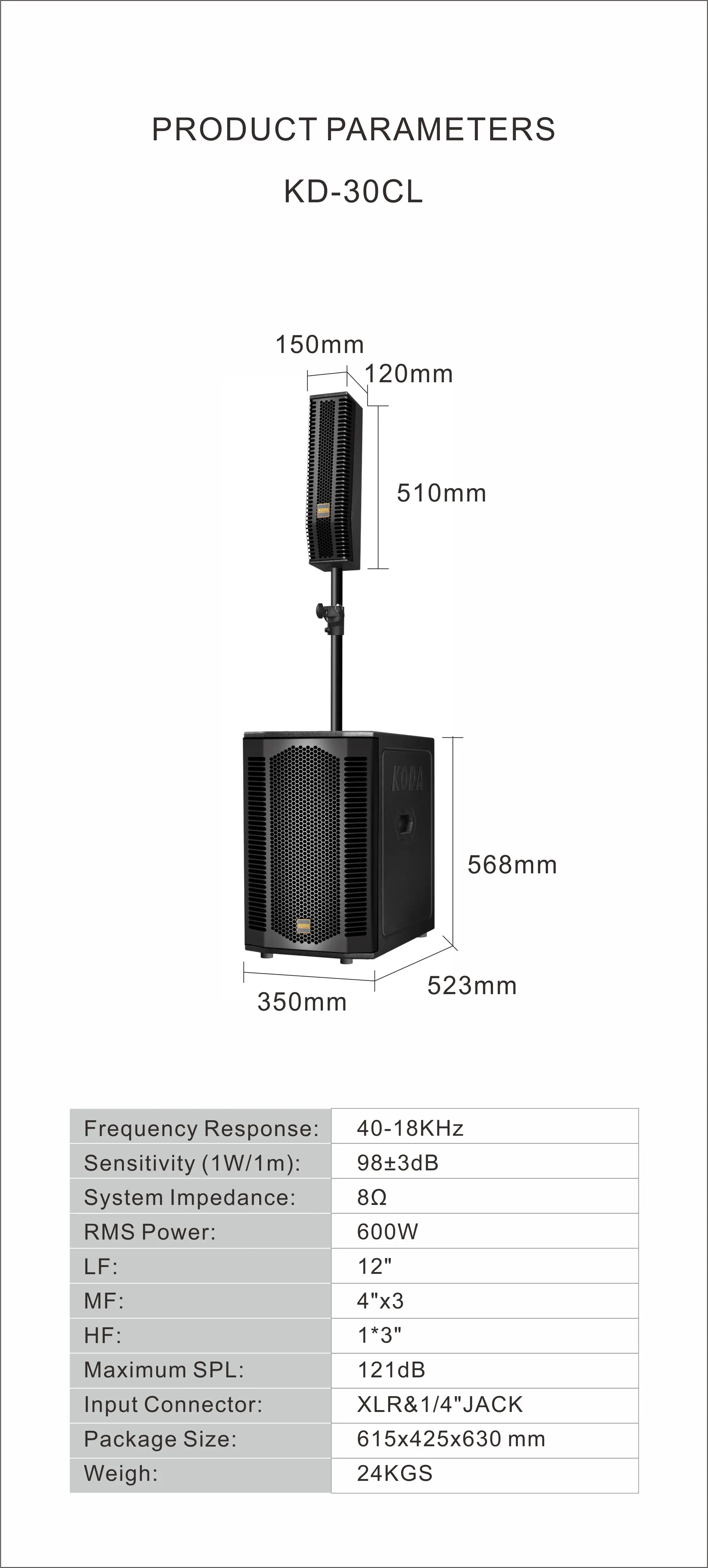 KODA Active System Column Array Speakers for Multifunctional Use