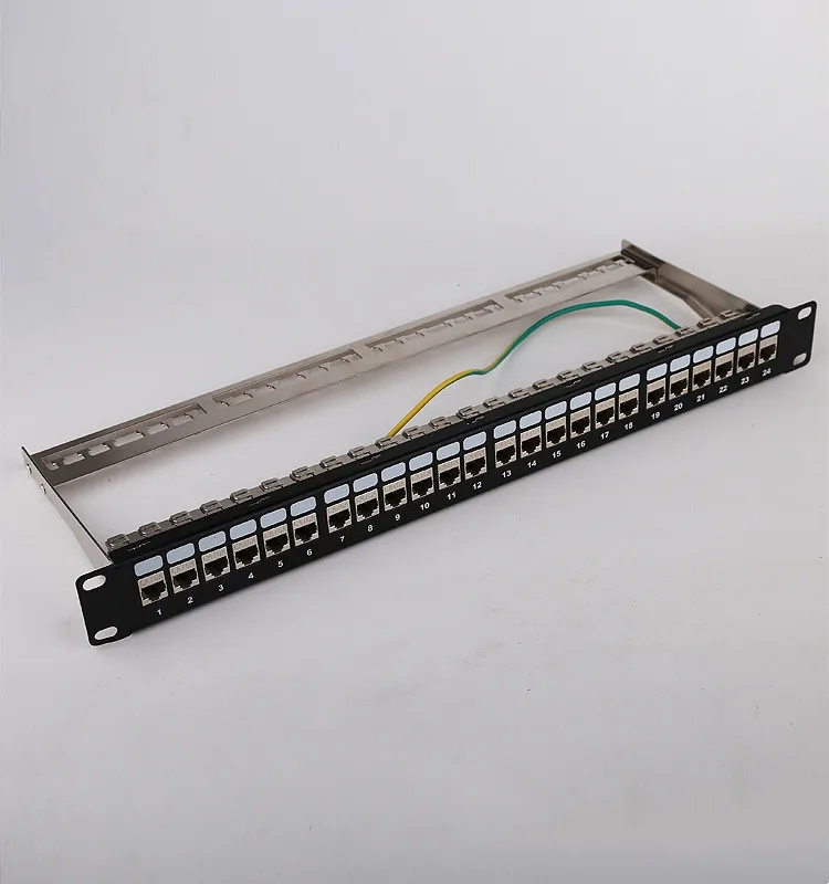 Patch Panel 24 Port Cat6A Cat7 Cat8 STP 19-Inch with Removable Back Bar ...