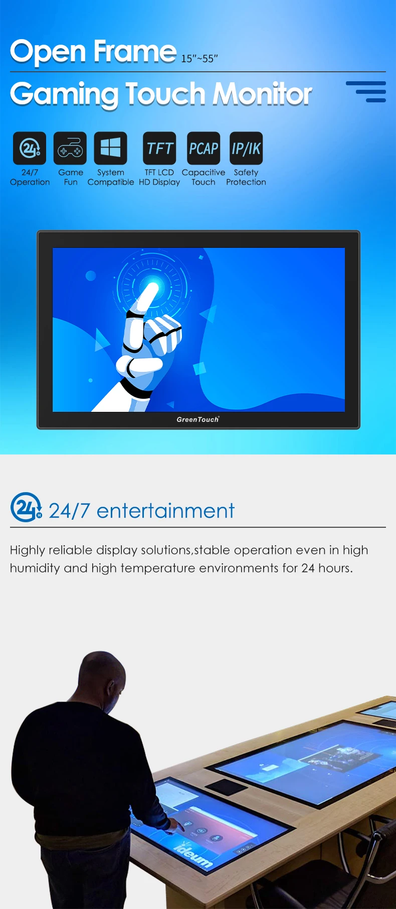 22 Inch Touchscreen with 3M Sensor Ideal for Coin-Operated and Arcade ...