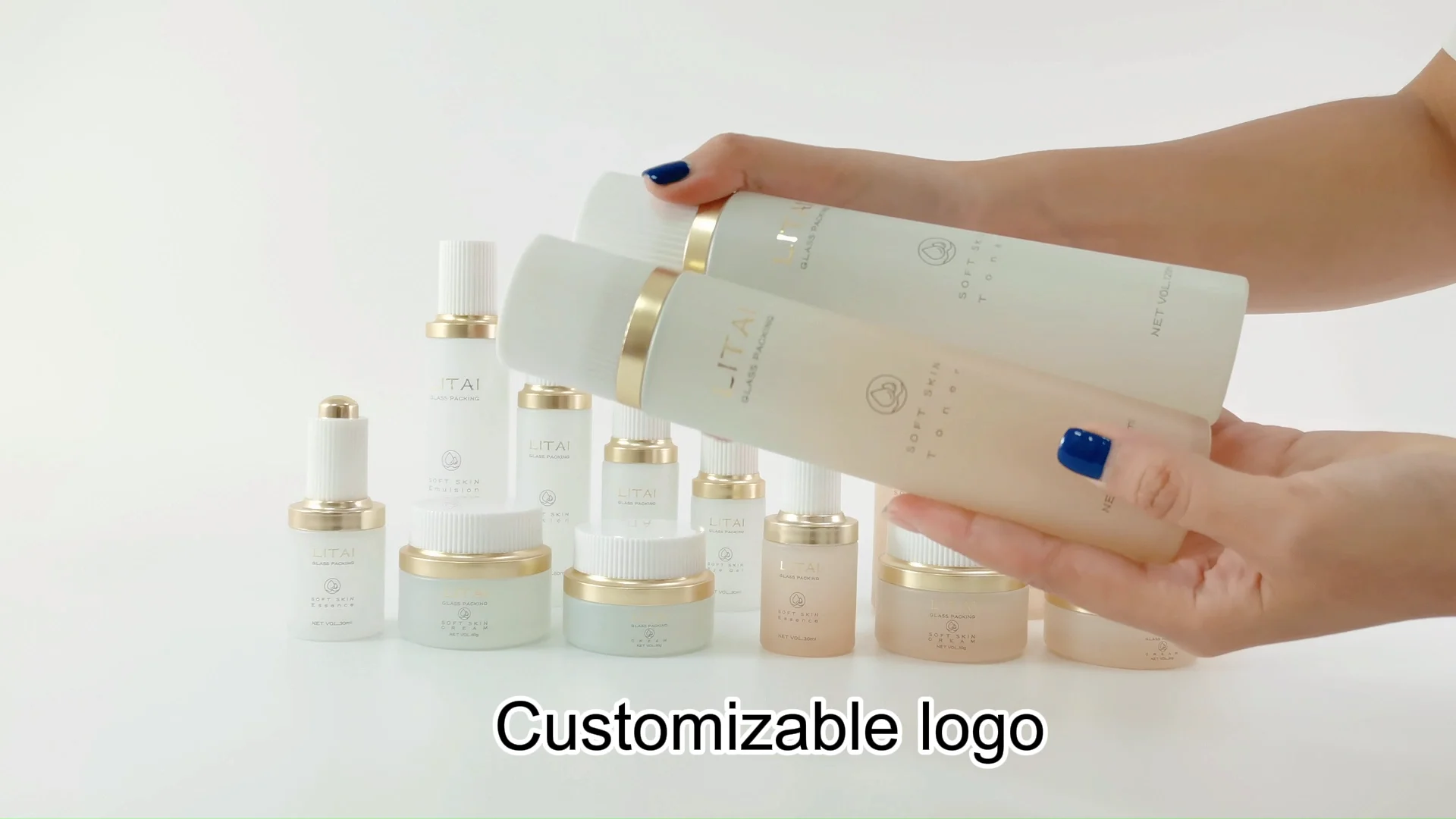 Luxury Frosted Glass Skincare Packaging 30ml 40ml 60ml 100ml Cosmetics Containers Glass Lotion ...
