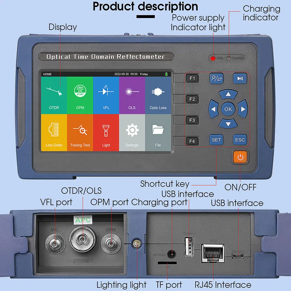 2023 New Ftth Optical Fiber Tester 1310nm 1550nm 1610nm Mini Otdr Fibra ...