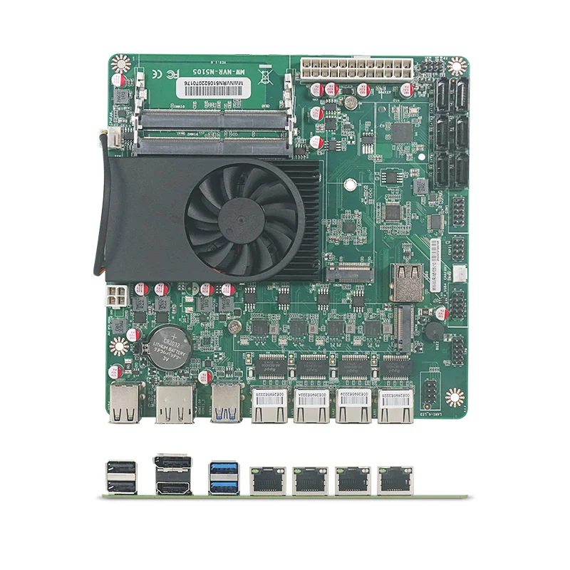 N5105 Nas Mini Itx Industrial Motherboard 17x17cm Soft Routing In-tel I225-v B3 2.5gbps 4*lan 2 ...