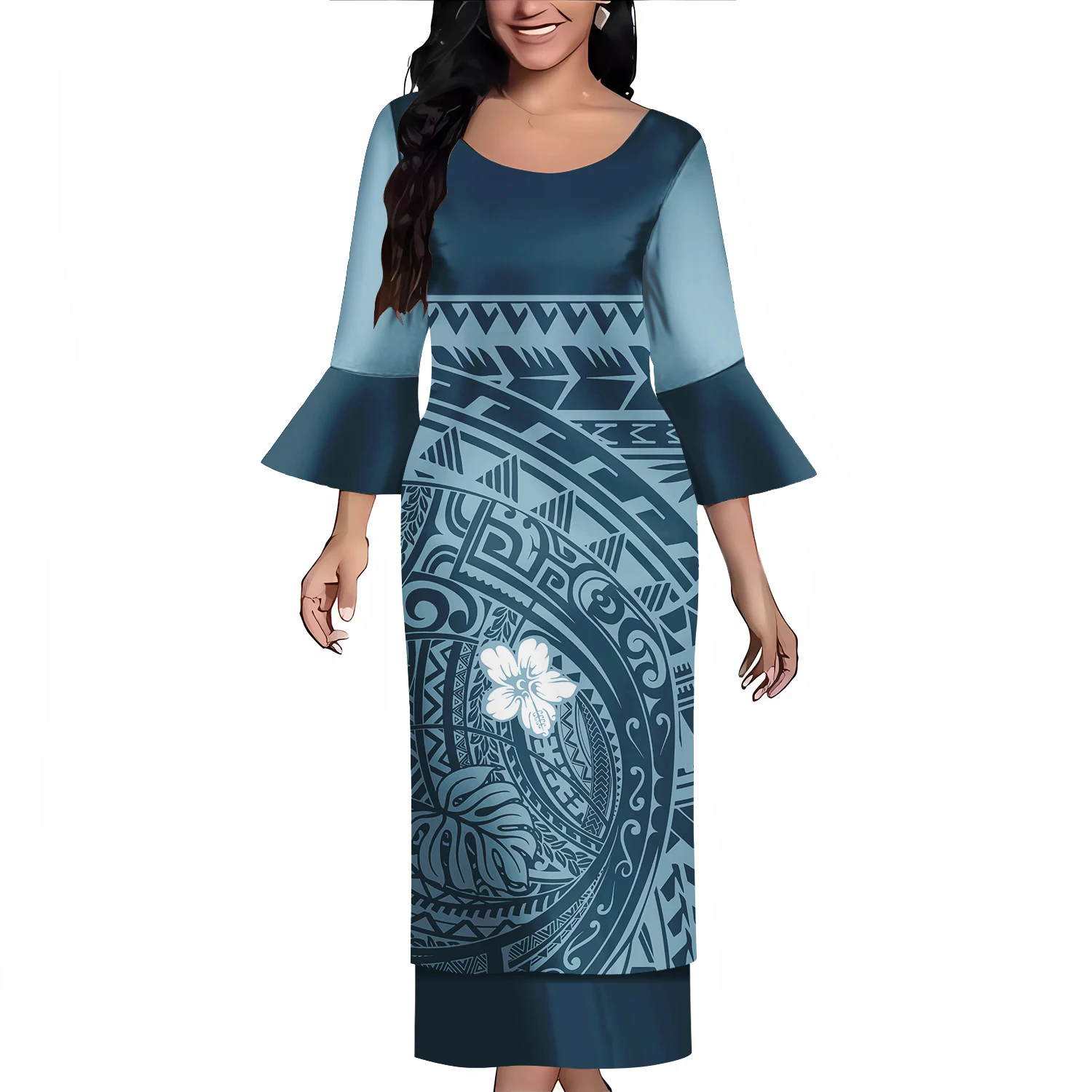 Dropshipping Polynesian Puletasi Samoan Dress Crew Neck Ptaha Set ...