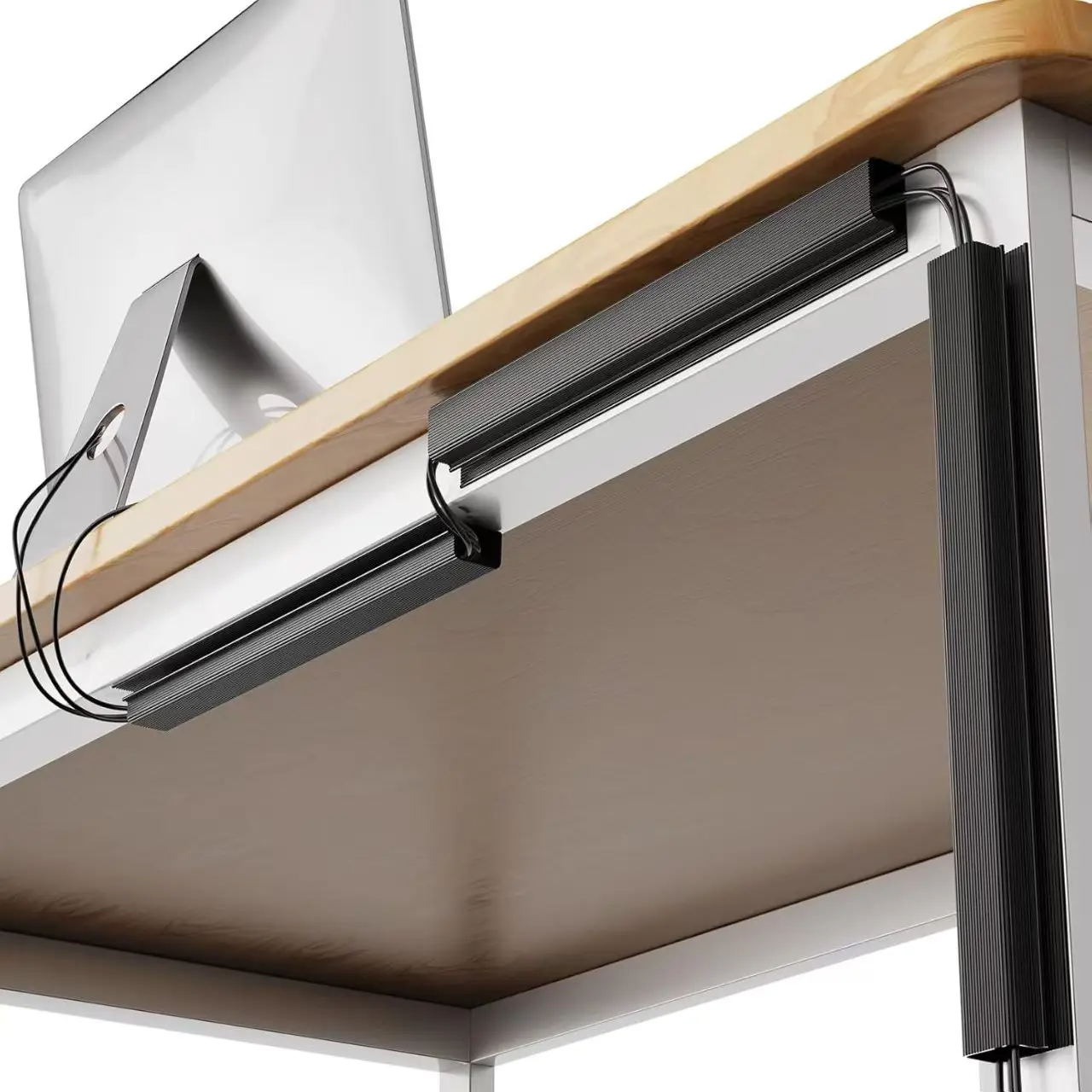 White Cable Management Under Desk,Easy Install Self-Adhesive Cable Cord ...