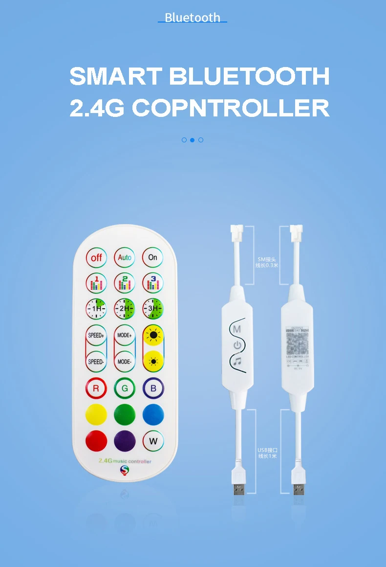 Smart App Control Magic Home 2.4G Usb 24 Key Remote Control Brightness ...