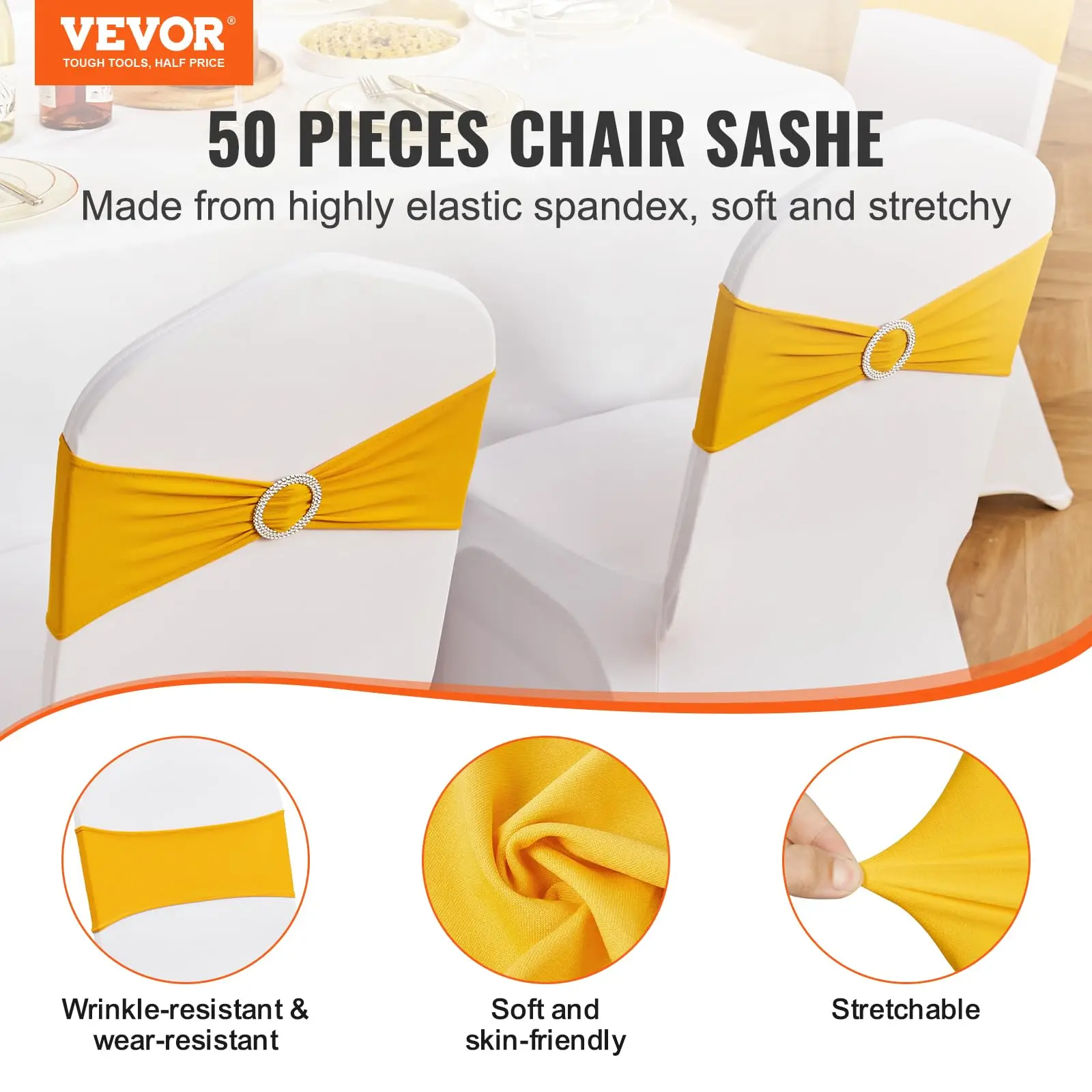 Panic Buying Sage Chair Sashes Elastic Chair Bands with Buckle Slider ...