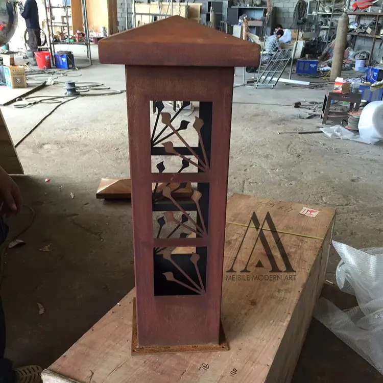 Retro Garden Lighting Ideas Custom Corten Steel Outdoor Garden Lamp ...