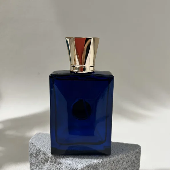 Wholesale 100ml Dark Blue Luxury square Bottle Perfume Bottle With ...
