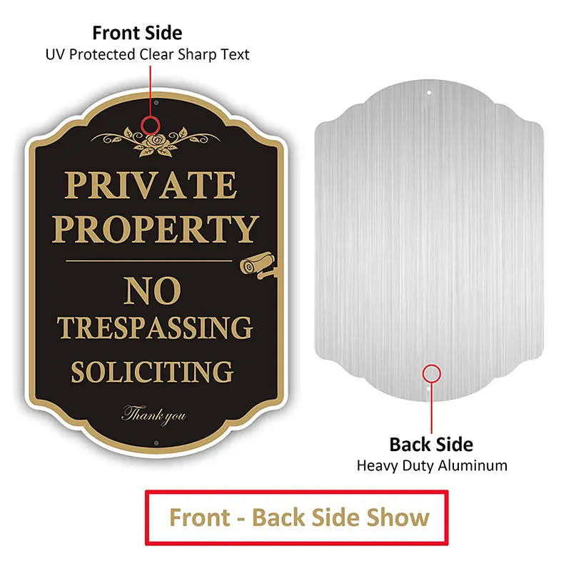 Reflective Security Warning Sign Aluminum Metal Yard Sign Private ...