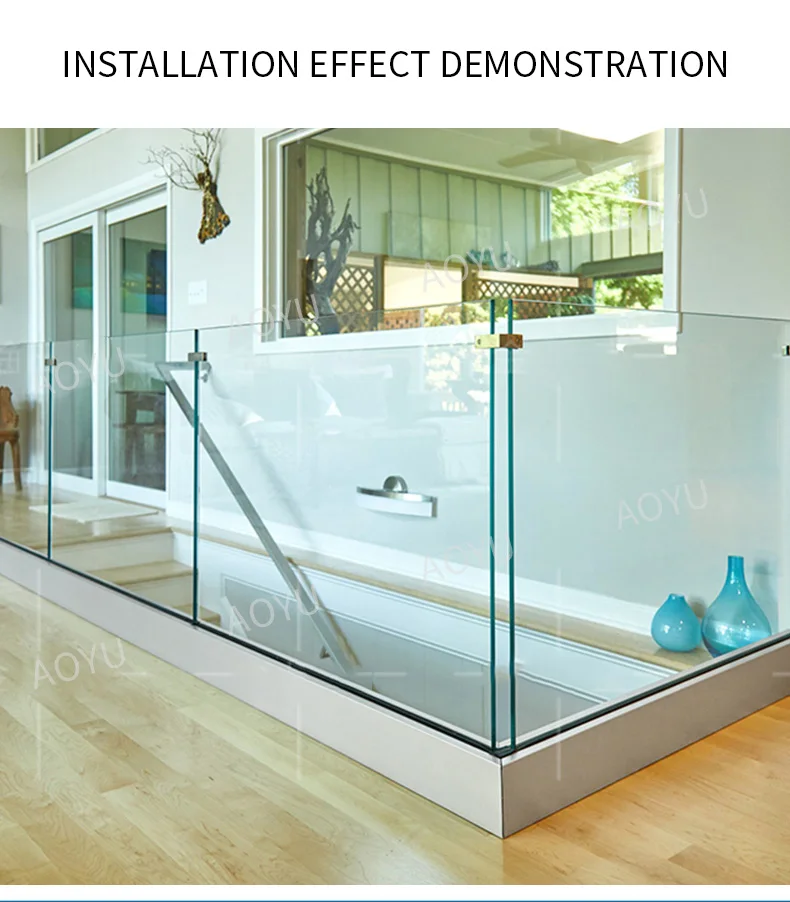 Aluminum U Channel Railing for Frameless Glass Balustrade