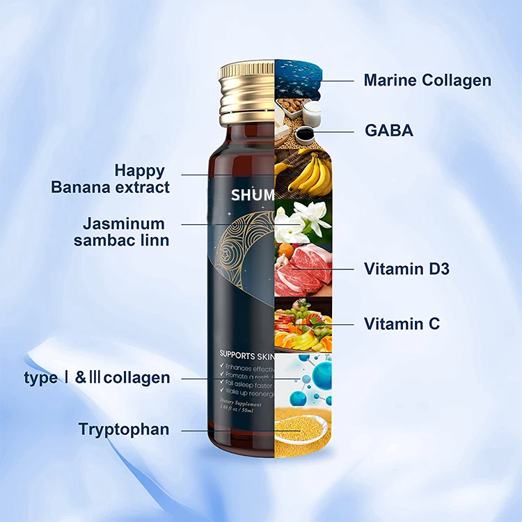 Oem Odm 500mg Marine Collagen Melatonin Oral Liquid Help Sleep Skin Care Liquid Drink Melatonin ...